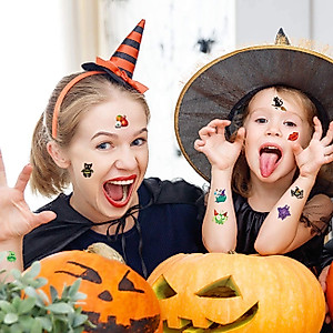 WAVEJOE 180pcs Assorted Halloween Tattoos, 30 Designs Including 36 Glow in The Night Children Tattoos Halloween Trick or Treat Ghost Monster Pumpkin Tattoos