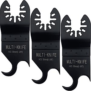 3PCS Oscillating Saw Blades, Wood Metal Multitool Quick Release Blades for Cutting PVC Carpet and Cardboard, Fit Dewalt Rockwell Milwaukee Makita Dremel Bosch Ridgid Craftsman, Black