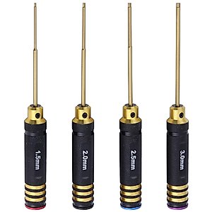 HobbyPark Titanium Hex Screw Driver Set 1.5mm 2.0mm 2.5mm 3.0mm Hexagon Screwdriver Wrench Tool Kit for Multi-Axis FPV Racing Drone RC Quadcopter Helicopter Car,4-Pack