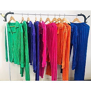 Womens 2 Piece outfits - Long Sleeve +Short Pants Button Blouse Top Wide Leg Loose Streetwear Loungewear