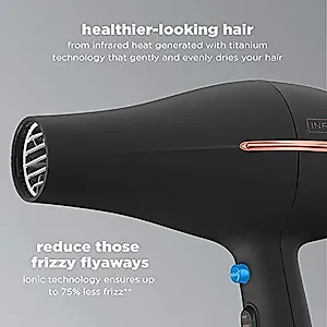 INFINITIPRO BY CONAIR Hair Dryer with Diffuser, 1875W AC Motor Pro Hair Dryer with Ceramic Technology, Includes Diffuser and Concentrator, Black