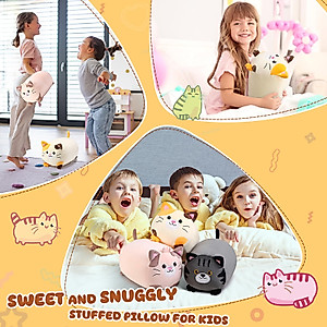 GlikCeil 3 Pcs Kitten Plush Toys Set 14 Inch Cute Cat Stuffed Animals Bulk Soft Cuddly Kitten Plush Pillow Round Kitty Body Pillow Kawaii Hugging Pillows Creative Decoration for Kids Girls Boys