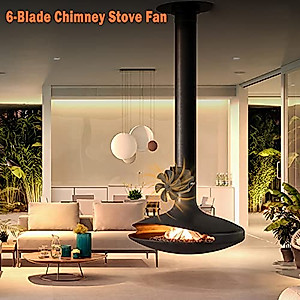 ABUNRO 6-Blades Wood Stove Fan with Hose Clamp, Pipe Heat Powered Stove Fans for Log/Wood/Pellet Buring stoves, Save Fuel&Efficient Heat Transfe