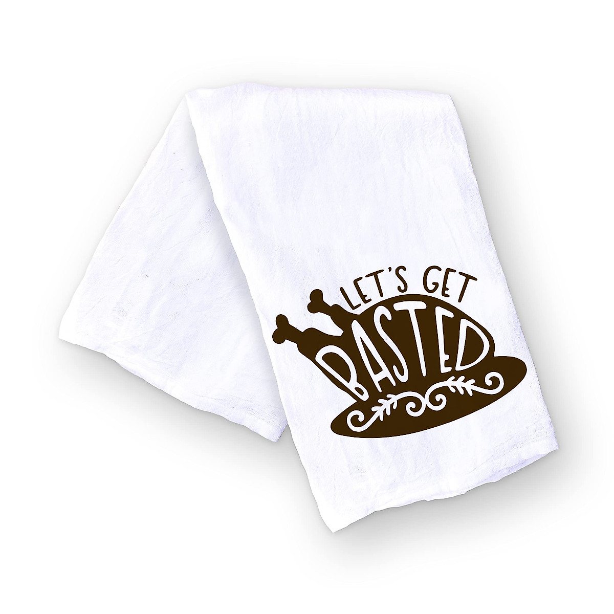 Handmade Funny Kitchen Towel - Let's Get Basted Funny Hand Towel for Thanksgiving, Holidays - 28x28 Inch Perfect for Chef Hostess Housewarming Christmas Mother's Day Birthday Gift (Lets Get Basted)