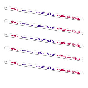 JUGREAT 12" Hacksaw Blades Replacement Bi-Metal,Bi-Metal Safe Flex Metal,High Speed Steel -24TPI (5 Pack)