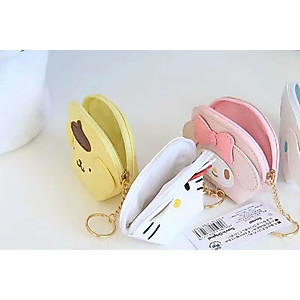 FDC TGTA Cartoon Animal Coin Purse for Women with Zipper Leather Coin Pouch with Keychain, White Dog, one size