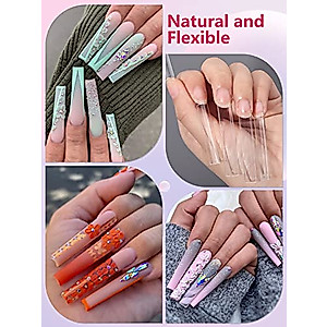 LIONVISON 504PCS NO C CURVE Clear Nail Tips for Acrylic Nails Professional, 3XL Extra Long Flat Tapered Square Nail Tips, 12 Sizes Half Cover Straight French Fake Nail Tips for Nail Salons Home