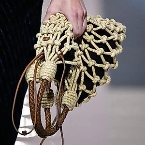 TKFDC Braided Crochet net Bag Women Shoulder Bag Casual Summer Woven Beach Bucket Tote Handbag (Color : D, Size : 1)