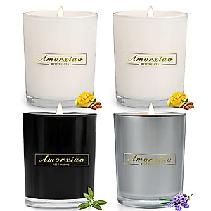 4 Pack Candles for Home Scented, 4×5.6 oz 4×35 Hour Burn Sage & Lavender Candles Set, All Natural Non-Toxic Soy Candles, Aromatherapy Candle Gift for Women Valentines Day Gifts