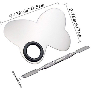 2 Pack Makeup Palette with Spatula, Stainless Steel 3-well Cosmetic Palette and Butterfly Makeup Palette, Nail-art Mixing Blending Makeup Tools for Eye Shadow, Eyelash, Lipsticks, Nail Art