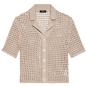 Theory Women's Shrunken Camp Shirt, Bone, Medium