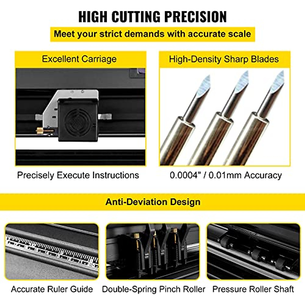 VEVOR Vinyl Cutter, 14 in / 375 mm Vinyl Plotter, Off-line Cutting Machine w/LCD, Desktop Design, Adjustable Force and Speed for Sign Making Plotter Cutter, Available with COM, USB and U-Disk 3 Ports