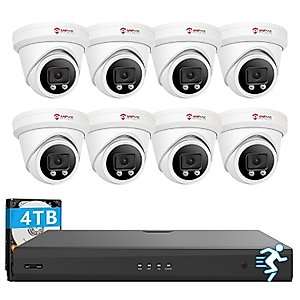 Anpviz 16CH 4K Dome POE IP Security Camera System, 8pcs Wired 8MP Turret Cameras with Human Detection, H.265 16 Channnel NVR with 4TB HDD Pre-Installed, for 24/7 Recording, U Series
