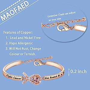 MAOFAED Cancer Fighter Gift Cancer Survivor Gift Fight Cancer One Round At A Time Cancer Awareness Jewelry Cancer Patients Jewelry Gift For Her (fight cancer one round RG)