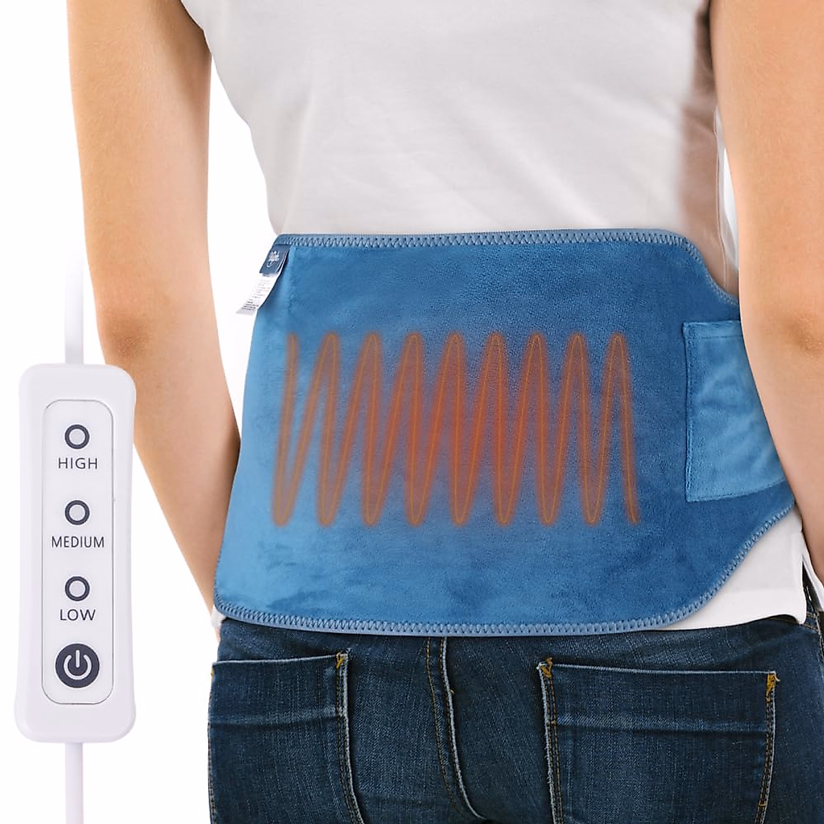 Hilph USB Heating Pad for Low Back and Stomach Pain Relief, Portable 5V 2A Car Travel Back Lumbar Heating Pad with Straps, Warm Therapy for Cramps, Sciatica Pain, Waist (Not Chargeable)