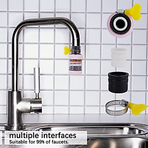 YSTDHL 3 Pack Splash Proof Faucet Water Purifier, 6-Layer Filtration Activated Carbon Filter for Kitchen Bathroom Sink