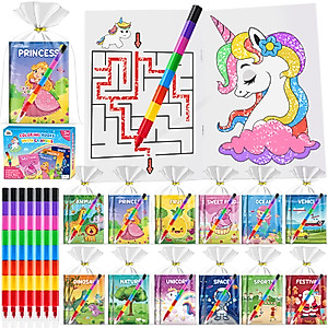ZMLM 24 Coloring Books for Kids Party Favors with 24 Stacking Crayons Set 26 Gift Bags, Mini Coloring Books for Ages 4-8 Small Activity Books for Birthday Classroom Christmas Gifts Goodie Bag Stuffers