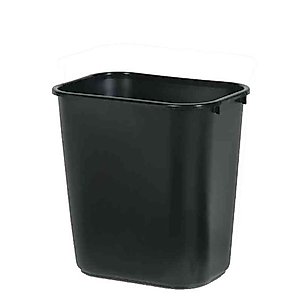 Rubbermaid Comm Prod FG295600BLA Office Wastebasket, Black, Rectangle, 28-1/8-Qts. - Quantity 12