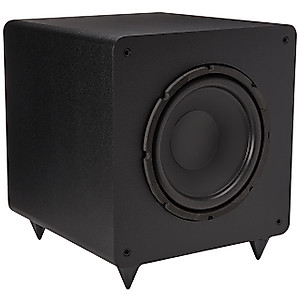 Monoprice SW-10 150 Watt RMS (300 Watt Peak) Powered Subwoofer 10in, Ported Design, Variable Phase Control, Variable Low Pass Filter, for Home Theater