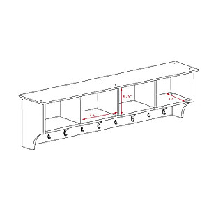 Prepac 60 inch Wide Hanging Entryway Shelf, White