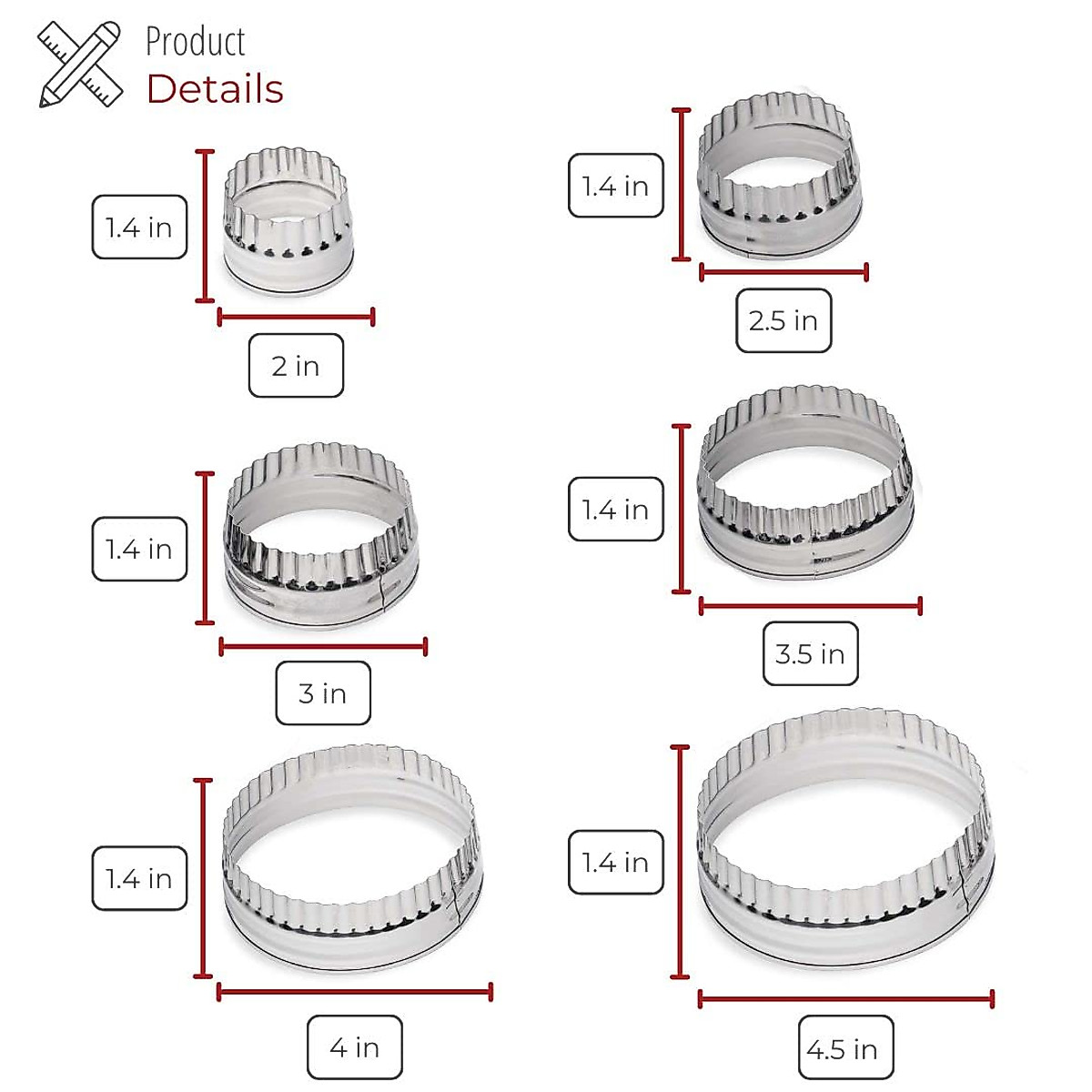 husMait Stainless Steel Cookie Cutters - Set of 5 Premium Kitchen Cookie Cutters for Baking Cookies, Donuts and Pastries (Cookie Cutters)