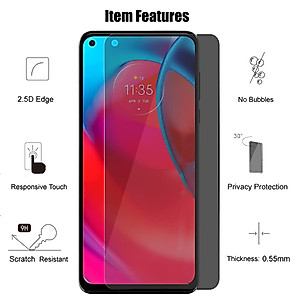 UZWZW (3+3) For Motorola Moto G Stylus 5G (2021) (3 Pack) Anti Spy Private Tempered Glass Film Privacy Screen Protector and (3 Pack) Camera Lens Protector, 9H Hardness, 2.5D, Anti Scratch