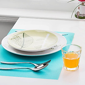 7 PCS Shelf Mats Refrigerator Pads Moisture Absorption Pad Washable Can Be Cut Refrigerator Mats ,Drawer Table Placemats (Blue)