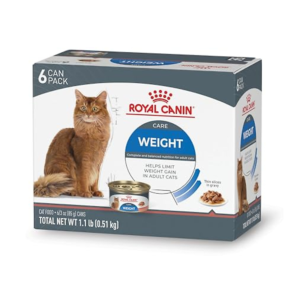 Royal Canin Feline Weight Care Thin Slices in Gravy Canned Adult Wet Cat Food, 3 oz can (6-pack)