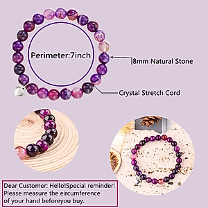 SINCSEFK To My Mother Bracelets,Natural Amethyst Bracelet with Heart Charm,Gifts for Mom from Daughter/Son Mothers Day Anniversary Birthday Christmas