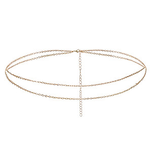 Wriidy Shiny Waist Chain Gold Layered Belly Chain Beach Body Jewelry Accessories for Women and Girls (Gold-fit for 27-31 inch waist)