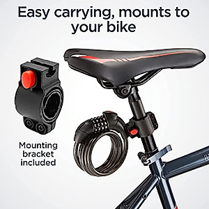 IDEALUX Bike Lock Cable with Mounting Bracket, Bicycle Cable Lock with 5 Digit Combination, Bike Cable Lock 4 Feet Long x 1/2 Inch (Black)