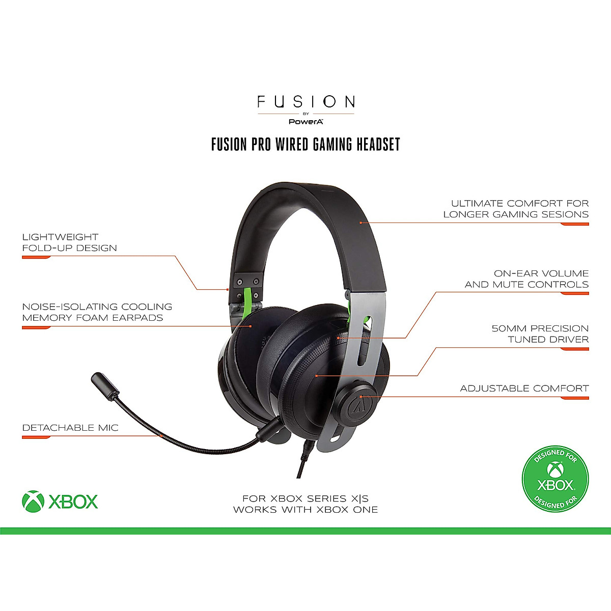 PowerA FUSION Pro Wired Gaming Headset for Xbox Series X|S