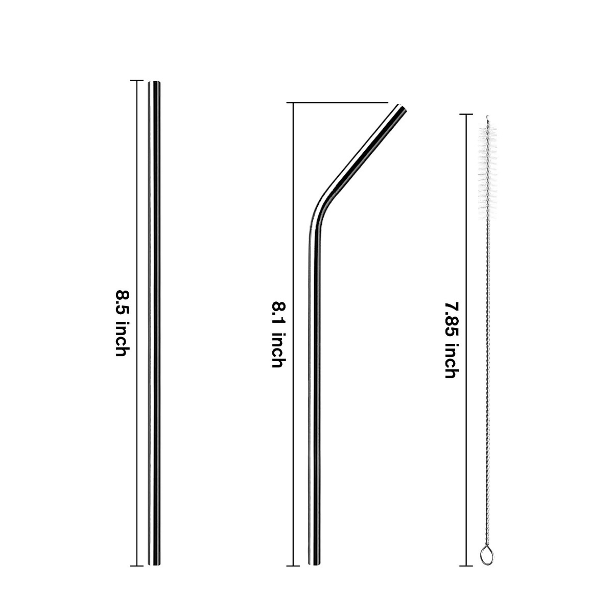 MEWAY 8Pack Reusable Stainless Steel Metal Straws with Case - Long Drinking Straws for 20 oz Dishwasher Safe - 2 Cleaning Brushes Included