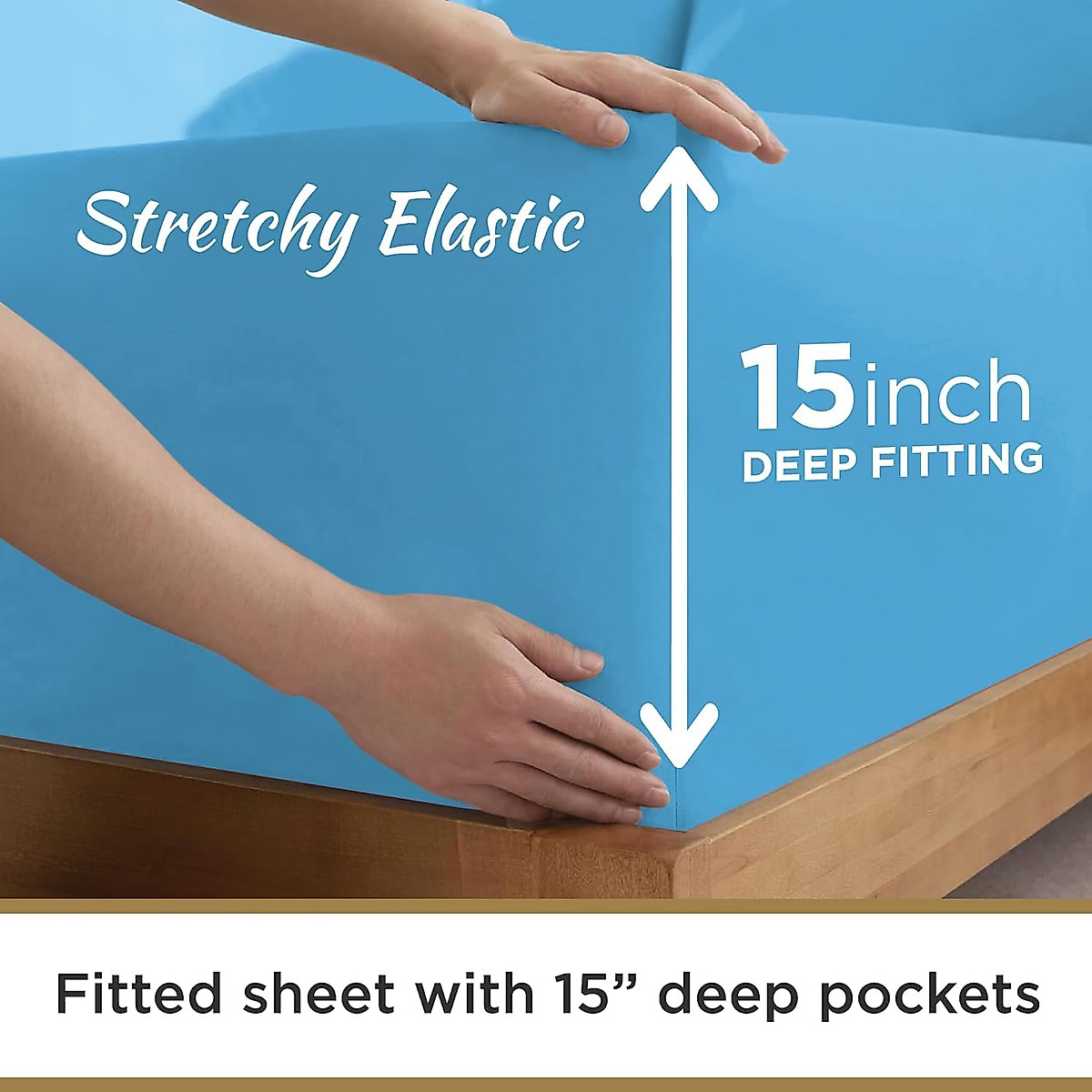 Full XL 100% Microfiber Double Brushed Sheet Set - Extra-Soft, Breathable & Wrinkle-Free - 15" Deep Pockets, 54" x 80" - Ideal for Extra Long Full Beds - 4PC Set (Full XL, Light Blue)