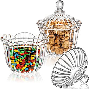 Hacaroa 2 Pack Acrylic Candy Dish with Lid, Crystal Covered Candy Bowls, Decorative Candy Jar Containers for Candy Buffet, Party, Wedding, Housewarming, Clear