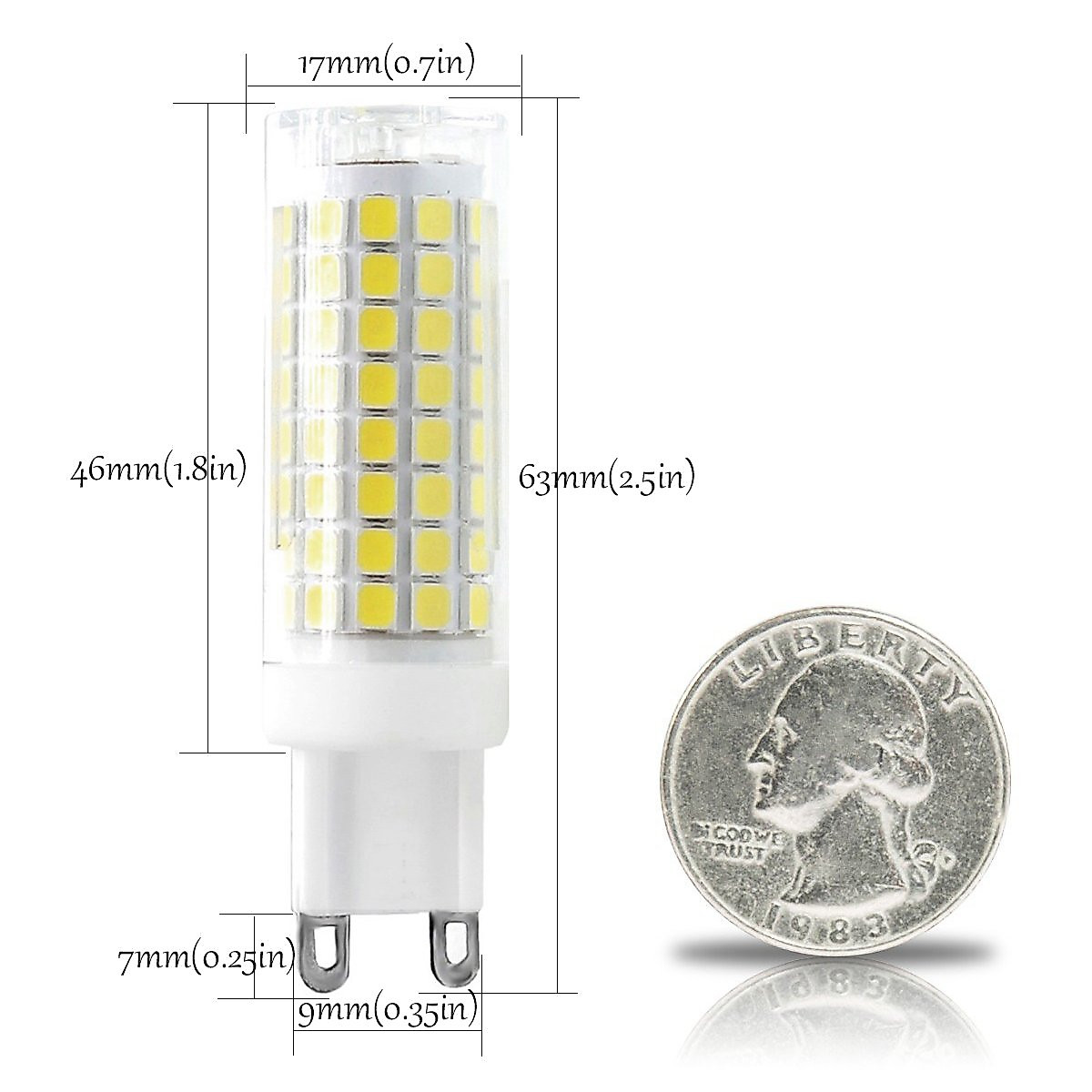 XRZT G9 Led Bulbs T4 Bi-Pin Base, 6000K Daylight White Light Dimmable Chandelier Light Bulb for Home Lighting Indoor Decoration, 7W (40W 60W 75W Halogen Replacement) Pack of 4