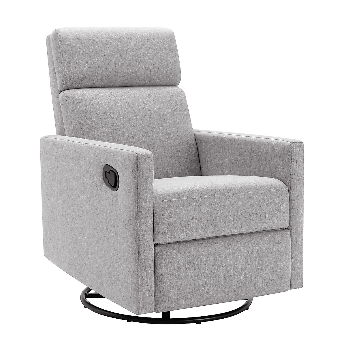 LUMISOL Swivel Glider Rocker Recliner Chair, Manual Glider Reclining Sofa Chair for Nursery, Linen Upholstered Glider Rocker with High Back for Living Room, Bedroom, Grey