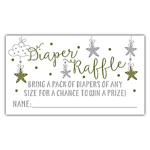 50 Twinkle Twinkle Little Star Diaper Raffle Tickets | Gender Neutral Baby Shower Game