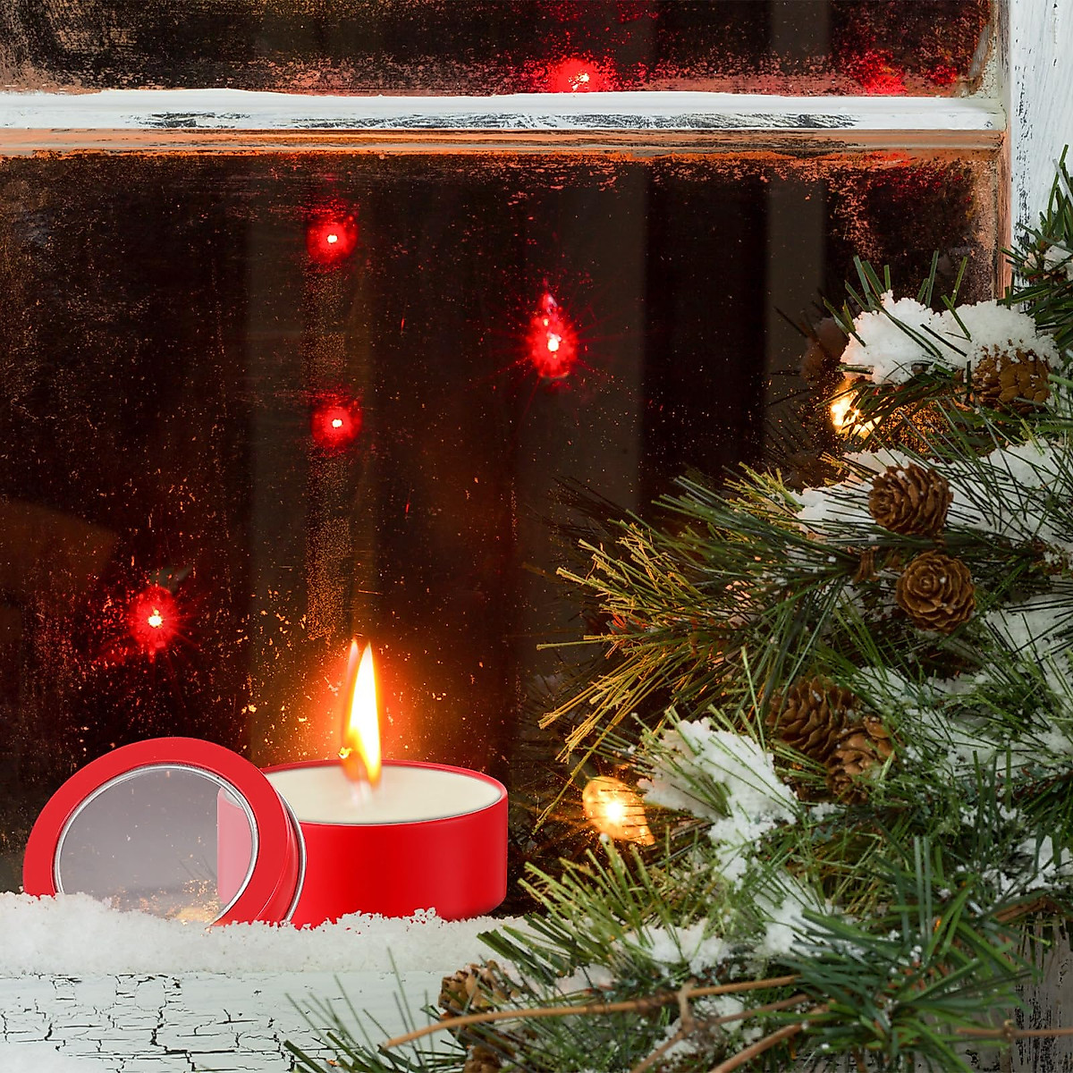 Tandefio Christmas Candle Tin Cans Set Holiday Candle Tins 2 oz with Lids Candle Jars for Making Candles Round Containers for Candles Party Favors DIY(120 Pcs)