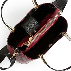 Like Dreams Women's Everyday Vegan Leather Top Handle Detachable Long Strap Bucket Fashion Crossbody (Burgundy)