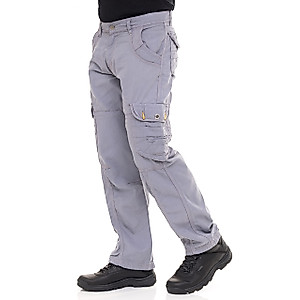 SKYLINEWEARS Men 100% Cotton Tactical Pant Camping Hiking Military Combat Cargo Army Pant Workwear Trousers Gray 36x30