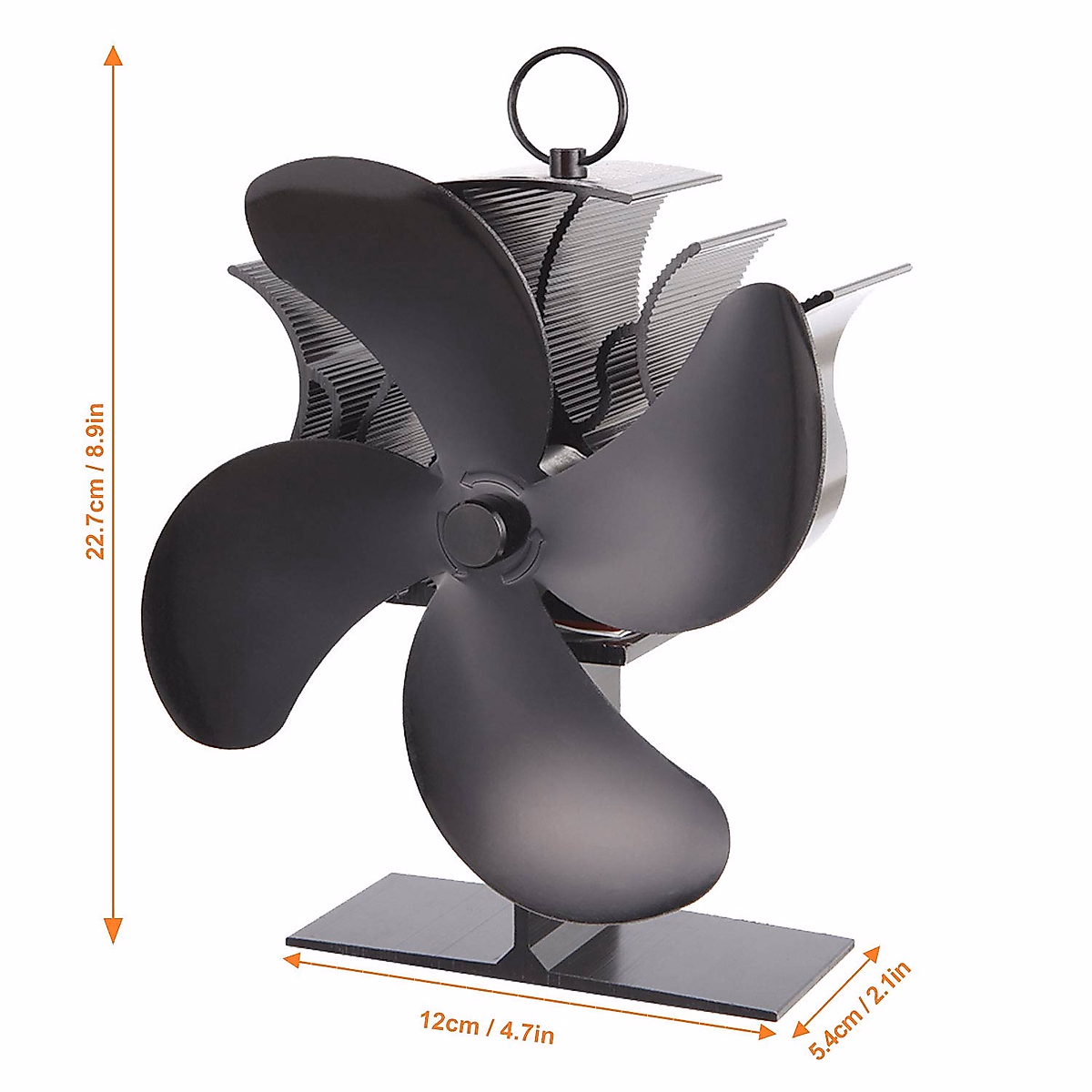 DOMAS 4-Blade Heat Powered Stove Fan for Wood / Log Burner/Fireplace increases 80% more warm air than 2 blade fan