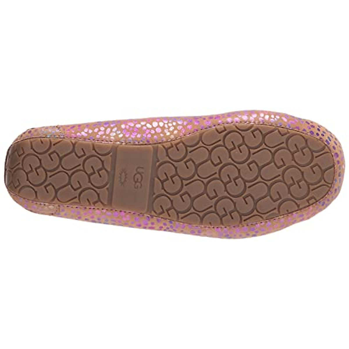 UGG Girls K Dakota Spots Slipper, Chestnut Sparkle Suede, 5 Big Kid