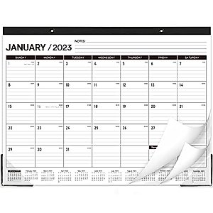 2023 Desk Calendar - Large Desk Calendar 2023-2024, 22" x 17", Jan 2023 – Jun 2024, 18 Monthly Desk/Wall Calendar 2-in-1, Thick Paper, Corner Protector, Desk Pad, Large Ruled Blocks - Classic Black