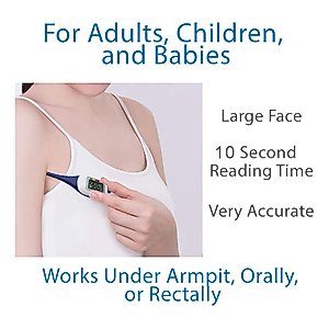 Apex Large Face LCD Fast Read Digital Thermometer for Adults and Children - Instant Read Thermometer for Fever Detection with Quick 10 Second Read Time (Packaging May Vary) (Pack of 2)