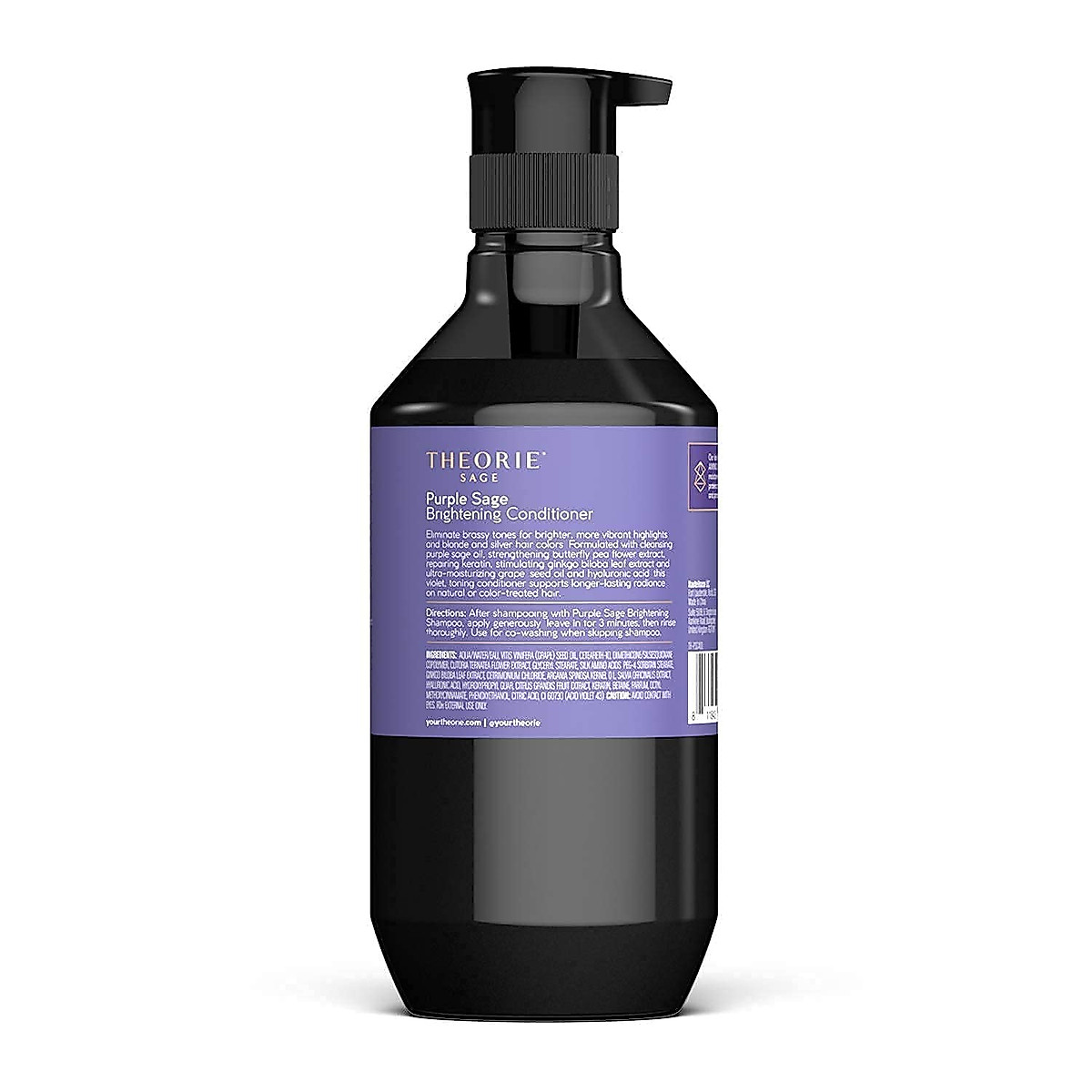 Theorie Purple Sage Brightening Conditioner for Blonde, Bleached, Silver, & Grey Hair. Instantly Eliminates, Neutralizes Brassiness & Yellows | With Argan, Marula, & Grape Seed Oil (800mL)