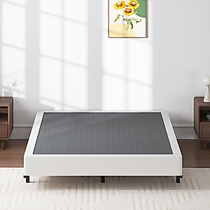 SHLAND Queen Box Spring 7 Inch Low Profile Box Spring Queen Size Bed Base, 3000 lbs Black Heavy Duty Metal Mattress Foundation with Easy Clean Fabric Cover,Easy Assembly