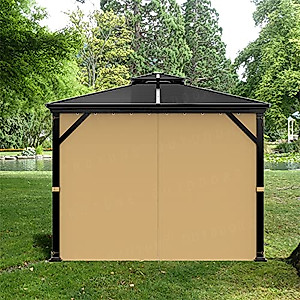 PROTUNE OUTDOORS 12-ft x 12-ft Gazebo Curtains,Privacy Sidewall Set 4-Panel Universal Replacement Shade Curtains Set,Protecting Side Walls (Only Curtain)-Khaki