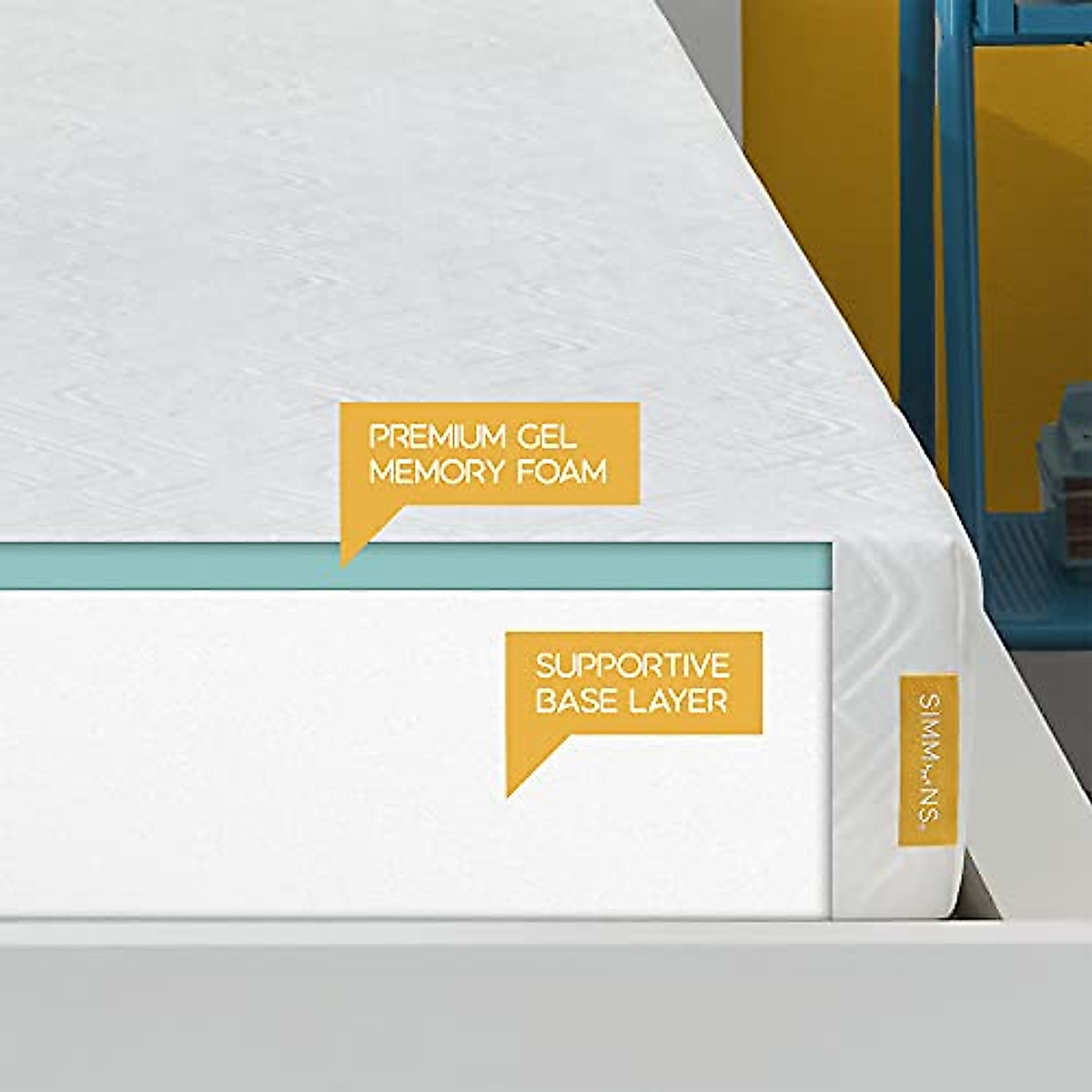 Simmons - Gel Memory Foam Mattress - 7 Inch, Queen Size, Firm Feel, Motion Isolating, Moisture Wicking Cover, CertiPur-US Certified, 100-Night Trial