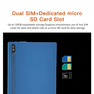 Airshi Desktop Tablet, 2 Slots for 4G Network Cards 10 Inch Tablet 6GB RAM 256GB ROM Blue Octa Core CPU for Business (US Plug)